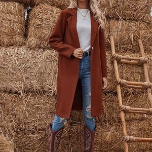 Jackets & Coats | Rust Brown Tan 1 Button Trench Peacoat Jacket | Poshmark